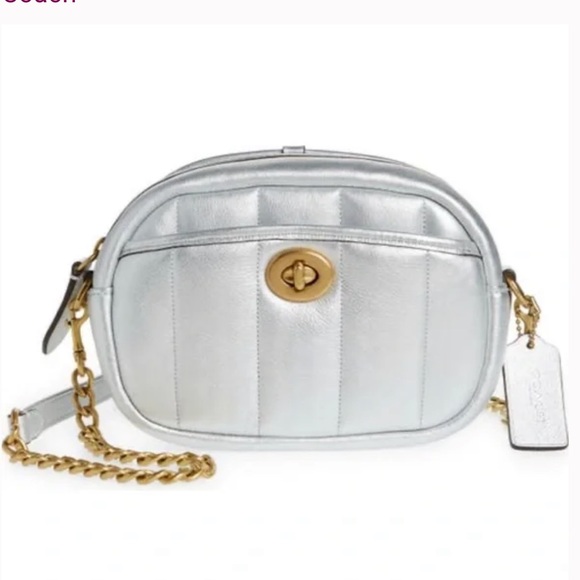 Coach | Bags | Coach Metallic Silver Quilted Crossbody Bag | Poshmark